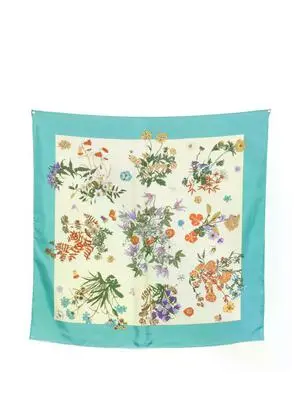 MANTERO 1902 Floral-print Silk Scarf - Blue