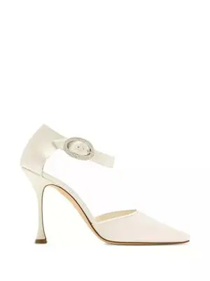 Manolo Blahnik Zutonplan Crystal-buckle Satin Pumps