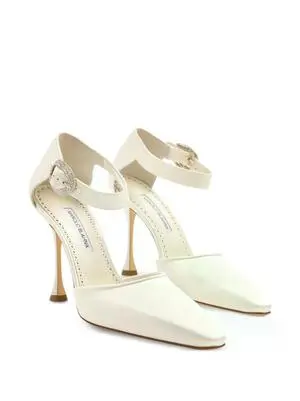Manolo Blahnik Zutonplan Crystal-buckle Satin Pumps