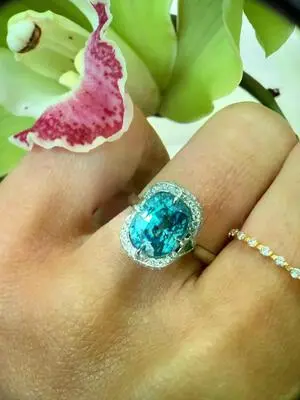 YI COLLECTION Aurora Blue Zircon And Diamond Ring