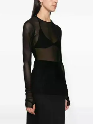 Isabel Benenato Semi-sheer Top - Black