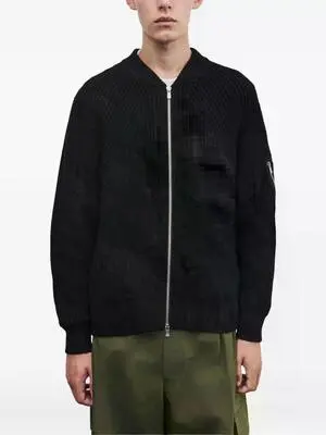 Comme Des Garçons Ribbed-knit Zip-up Cardigan - Black