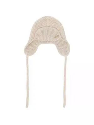 Borsalino Reinhold Ribbed Ear-flap Beanie Hat - Neutrals