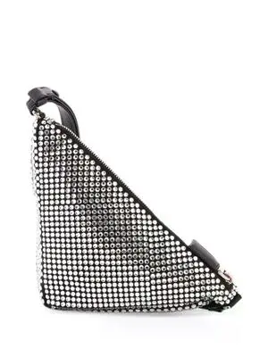 Prada Triangle Top Handle Pouch Bag Crystal Embellished Satin Mini Satchel