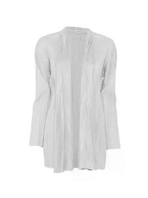 Issey Miyake Plissé-effect Open-front Jacket Grey