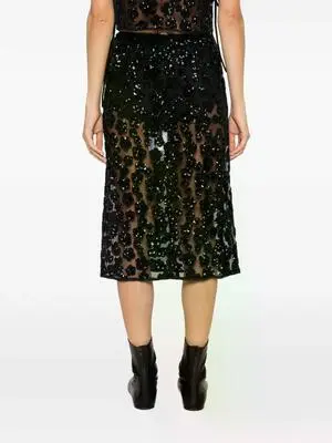 Cecilie Bahnsen Bria Sequin-embellished Floral Midi Skirt - Black