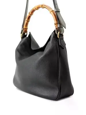 Gucci 2000-2015 Medium Calfskin Bamboo Diana Satchel - Black