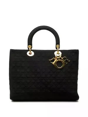 Dior 1997 Large Nylon Microcannage Lady Satchel - Black