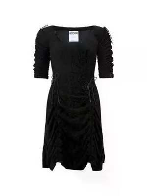 Moschino Ruched-detail Lace-patterned Mini Dress