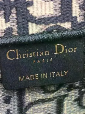 Dior 2015-2026 Medium Oblique Embroidered Canvas Book Tote Bag - Blue