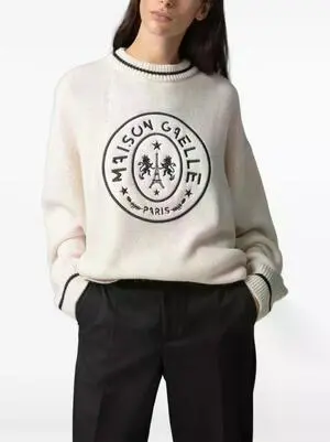 GAELLE PARIS Logo-embroidered Crew-neck Sweater