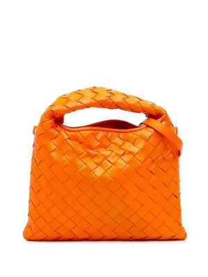 Bottega Veneta 2012-2026 Mini Calfskin Intrecciato Hop Satchel - Orange