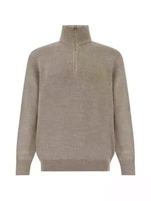Paul & Shark Half-zip Ribbed-knit Sweater - Neutrals