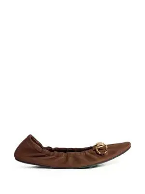 Gucci Prima Horsebit Leather Ballet Flats - Brown