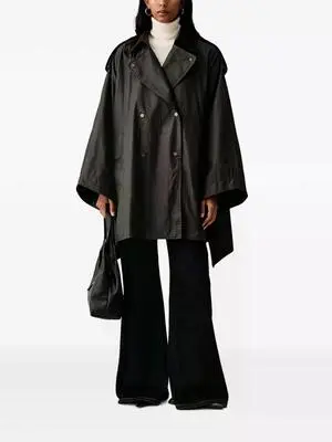 VICOLO Waxed Double-breasted Coat - Black