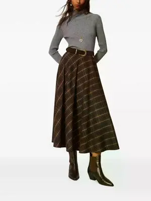 TWINSET Myfo Checked Flannel Midi Skirt