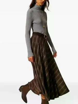 TWINSET Myfo Checked Flannel Midi Skirt