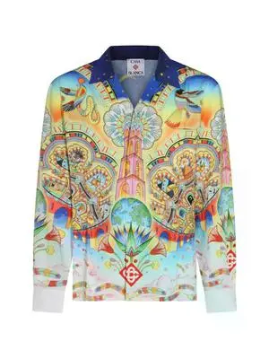 Casablanca Graphic-print Silk Shirt - Blue