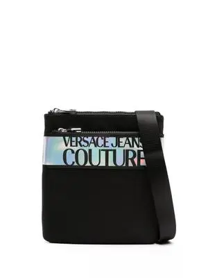 Versace Iridescent Logo-jacquard Messenger Bag - Black