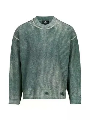 REPRESENT Distressed Ribbed-knit Sweater - Green