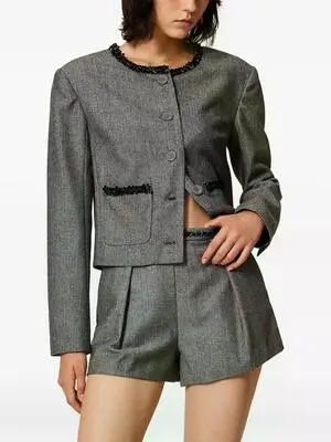 TWINSET Chevron Wool Blend Jacket