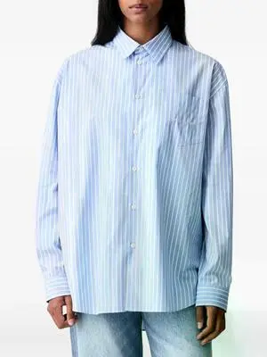 Sporty & Rich Signature Vertical-stripe Logo-embroidered Shirt