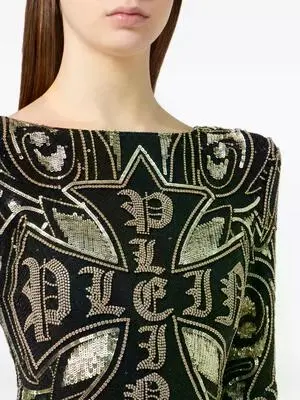 Philipp Plein Open Back Mini Dress Paisley