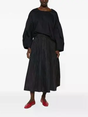 SUSANNE BOMMER Balloon-sleeve Boat-neck Top - Black