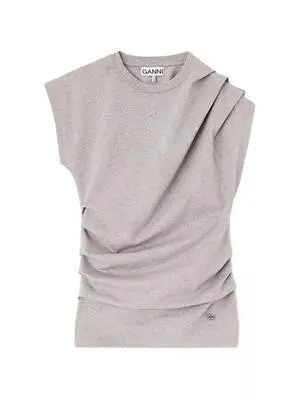 GANNI Top In Draped Jersey - Grey