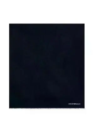 Emporio Armani Logo-print Frayed Scarf - Blue