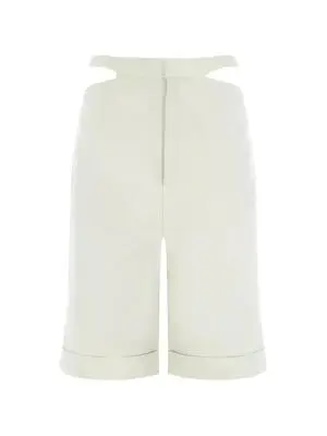 Zeynep Arçay Cut-out Leather Bermuda Shorts - Neutrals