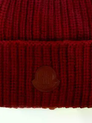Moncler Logo-patch Wool Beanie Hat - Red