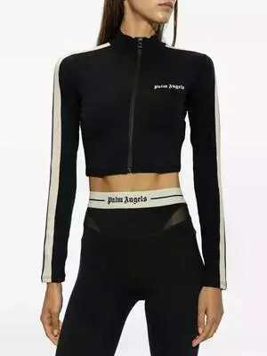 Palm Angels Logo-print Cropped Sweatshirt - Black