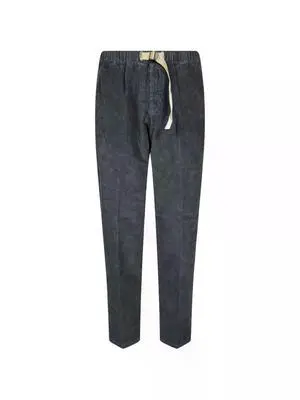 WHITE SAND Belted Corduroy-effect Trousers - Grey