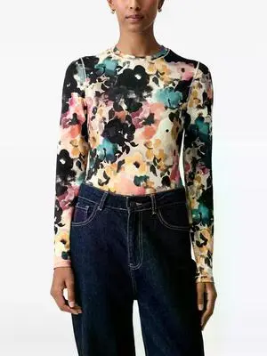 Stine Goya Floral-print Long-sleeve T-shirt - Neutrals