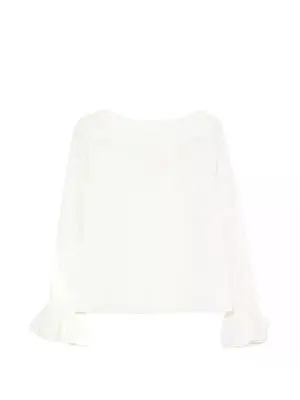 SUSANNE BOMMER Ruffle-cuff Boat-neck Shirt - White