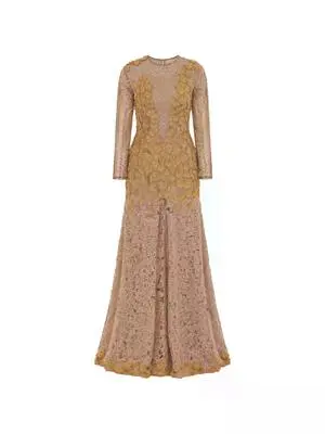LANRE DA SILVA AJAYI Crystal-embellished Floral-lace Gown