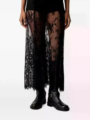 VICOLO Sheer Floral-lace Midi Skirt