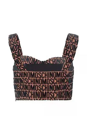 Moschino Logo-print Cropped Top - Brown