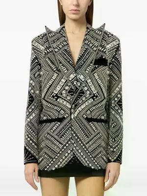Philipp Plein Crystal-embellished Geometric-pattern Blazer