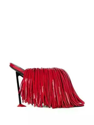 Givenchy Boudoir Heeled Mules In Patent Leather With Fringes - Red