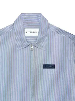 Givenchy Couture Seam Striped Blouson In Cotton - Blue