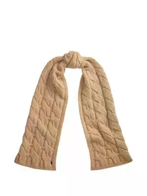 Polo Ralph Lauren Cable-knit Embroidered Scarf - Neutrals
