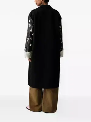 Stine Goya Floral-print Striped-cuff Coat