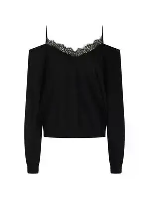 IRO PARIS Ivoire Lace-trim Cold-shoulder Sweater