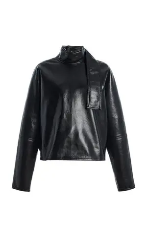 AGOLDE Kembra Leather Top - Black