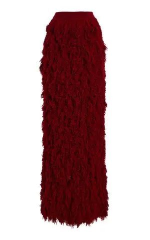 ASHLYN Curly Textu Wool Maxi Skirt