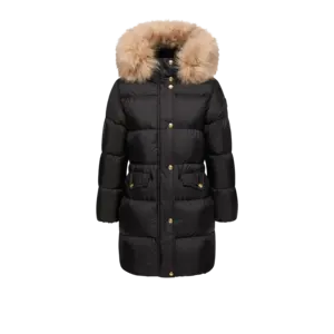 Moncler Aphroties Shearling Trimmed Hooded Long Down Parka Jacket - Black