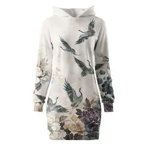 ALOHA FROM DEER Flying Cranes Oversize Hoodie Dress