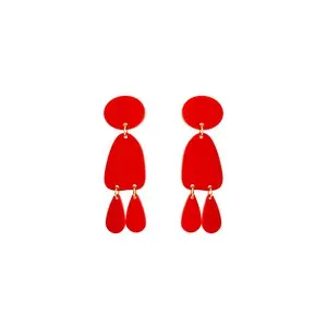 GISSA BICALHO Handmade Acrylic Earring Organic - Red